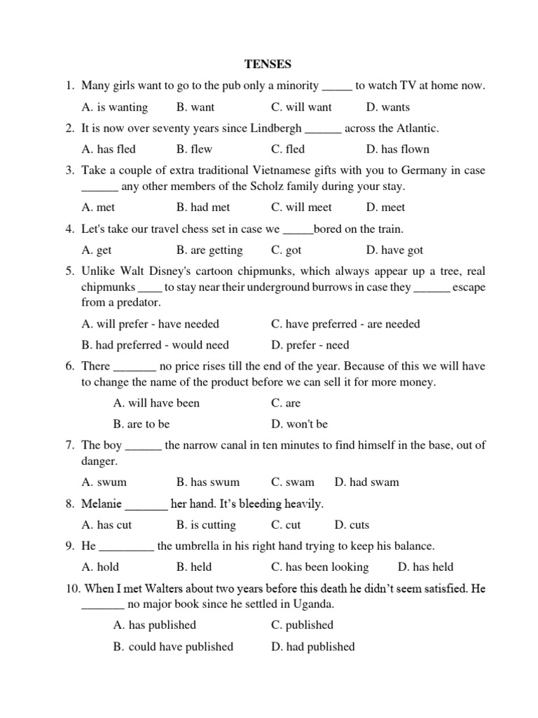 Mixed Grammar Exercise | PDF