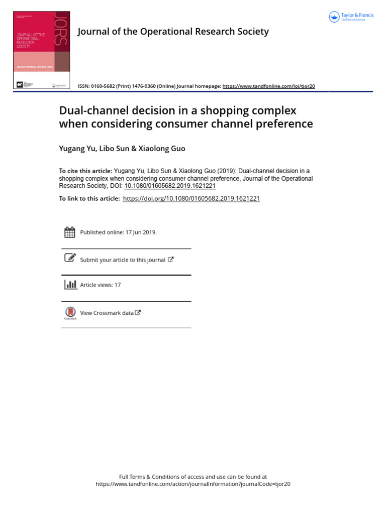 Dual-Channel Decision in A Shopping Complex When Considering Consumer ...