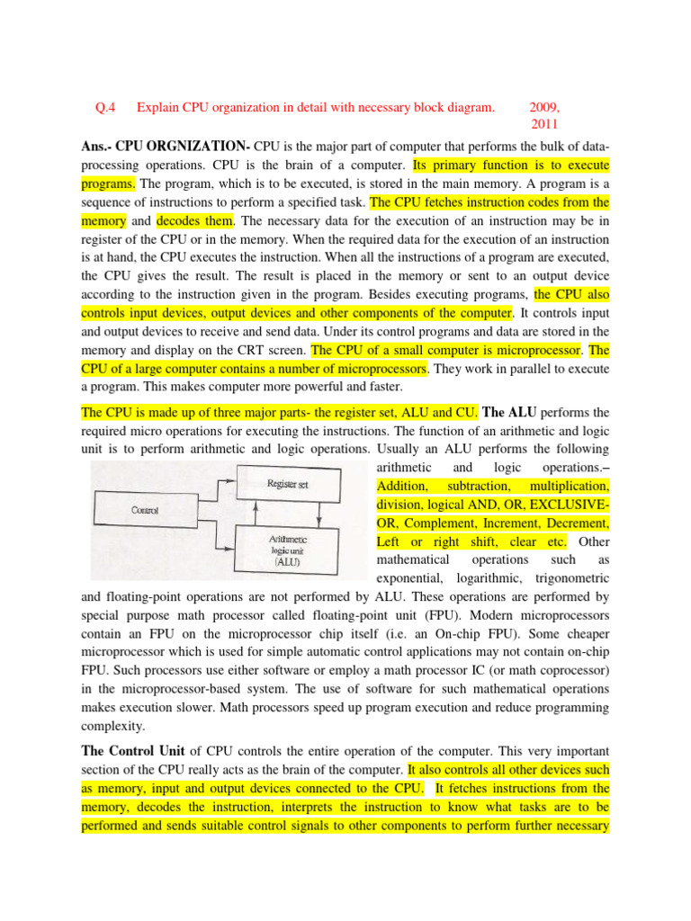 Unit III CPU Organization PG 1-20 | PDF | Central Processing Unit | Input/Output