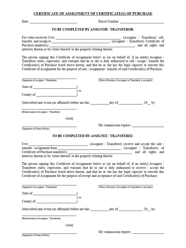 New Certificate of Assignment Form As of July 2023 1 | PDF | Assignment ...