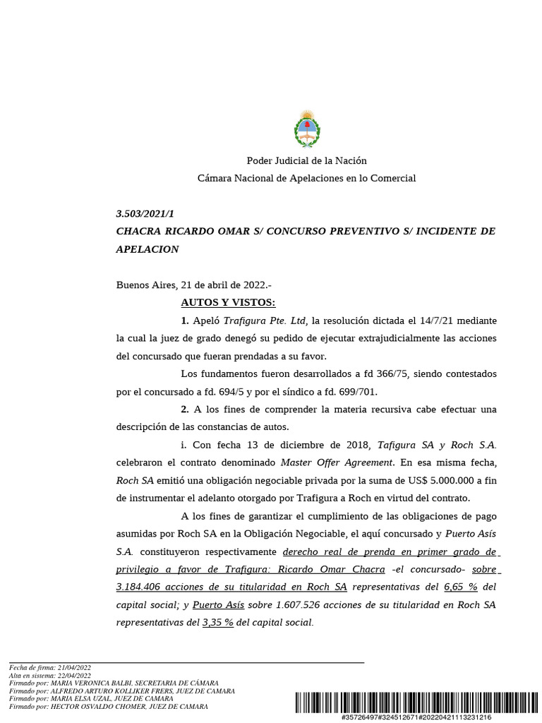 2 - "Chacra Ricardo Omar Sobre Concurso Preventivo, Incidente de ...