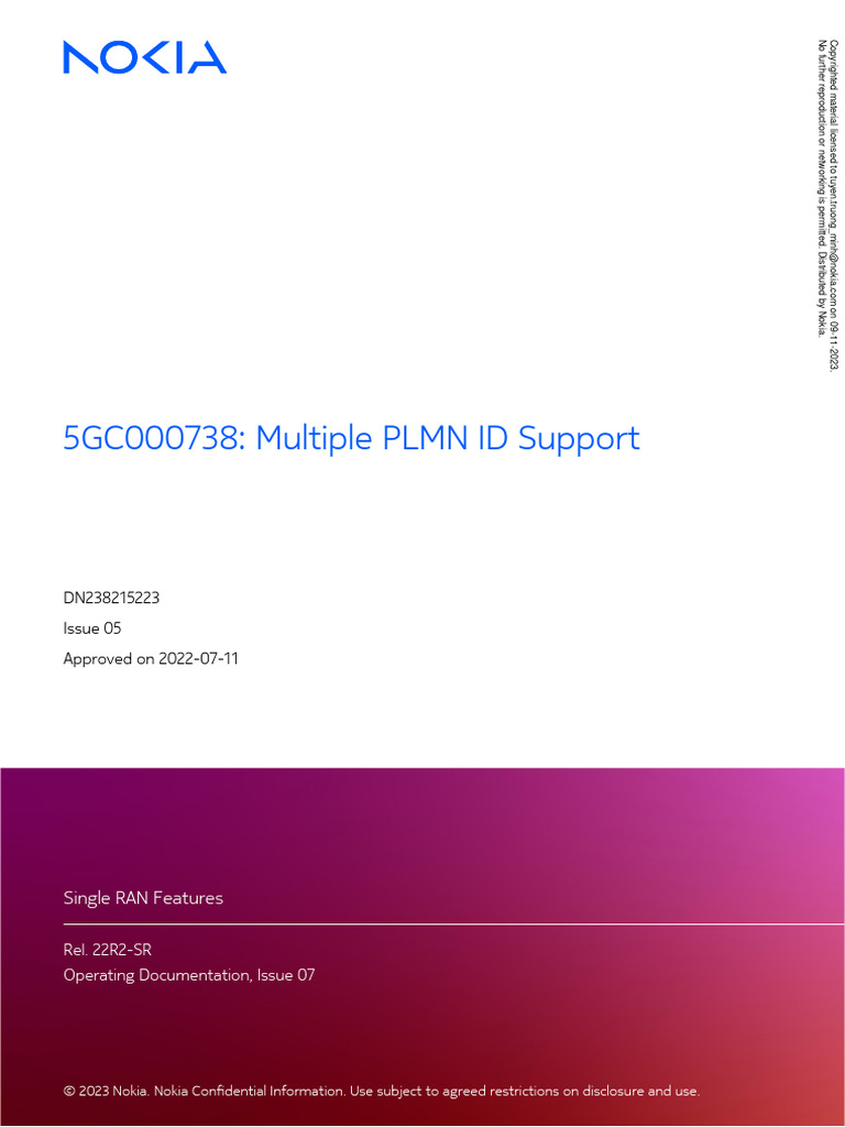 5GC000738 Multiple PLMN ID Support | PDF | Computer Network | Lte ...