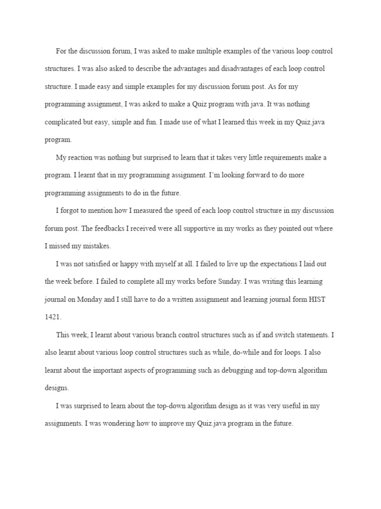 CS 1102 Learning Journal Unit 2 | PDF | Learning | Computer Programming