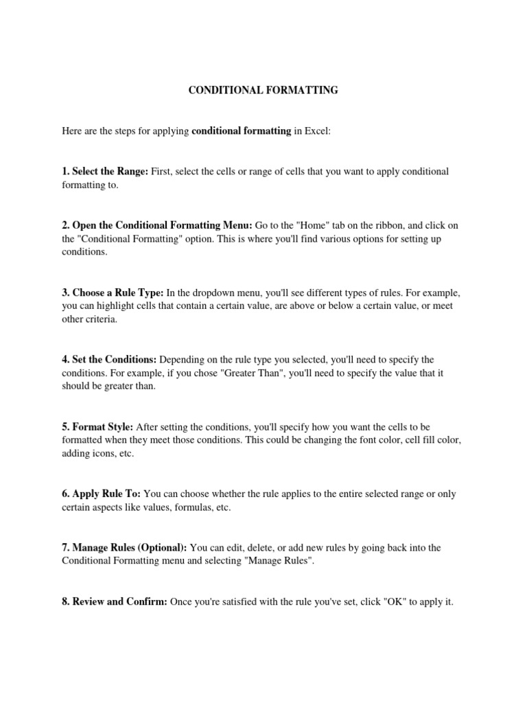 Conditional Formatting | PDF