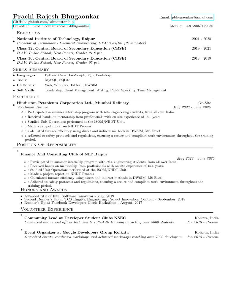 Resume Template by Anubhav 4 | PDF | Software Engineering | Information Technology