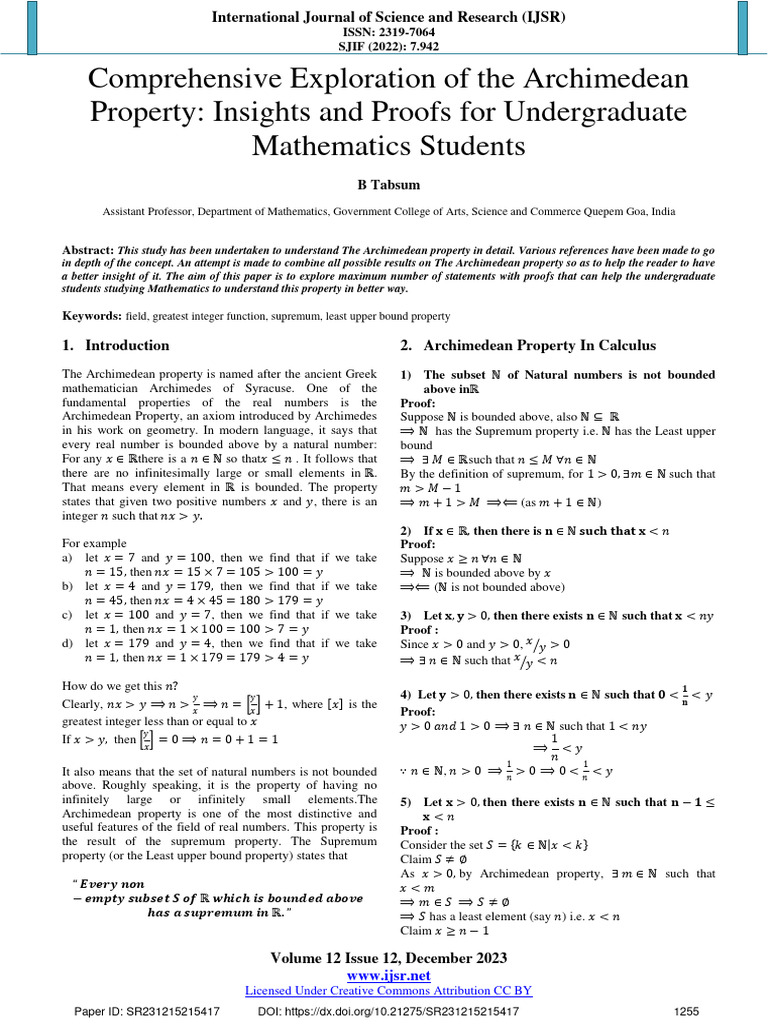 Comprehensive Exploration of The Archimedean Property: Insights and ...