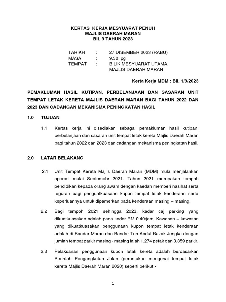 Kertas Kerja - Pemakluman Hasil Utlk MDM - 22122023 | PDF