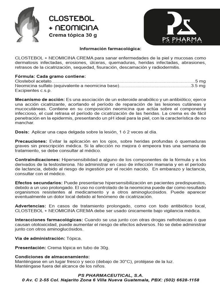 Clostebol-Neomicina-ESP | PDF | Herida | Quemar