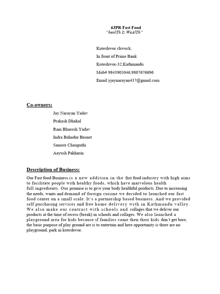 6JPR Fast Food | PDF