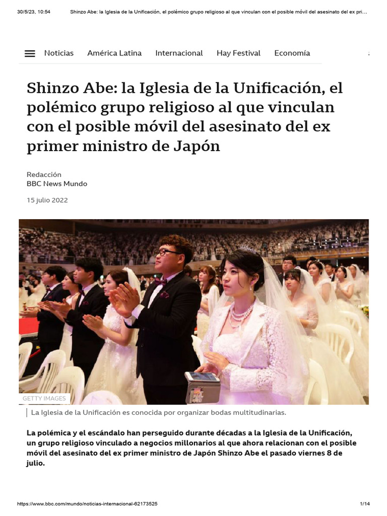 Shinzo Abe - La Iglesia de La Unificación, El Polémico Grupo Religioso Al Que Vinculan Con El ...