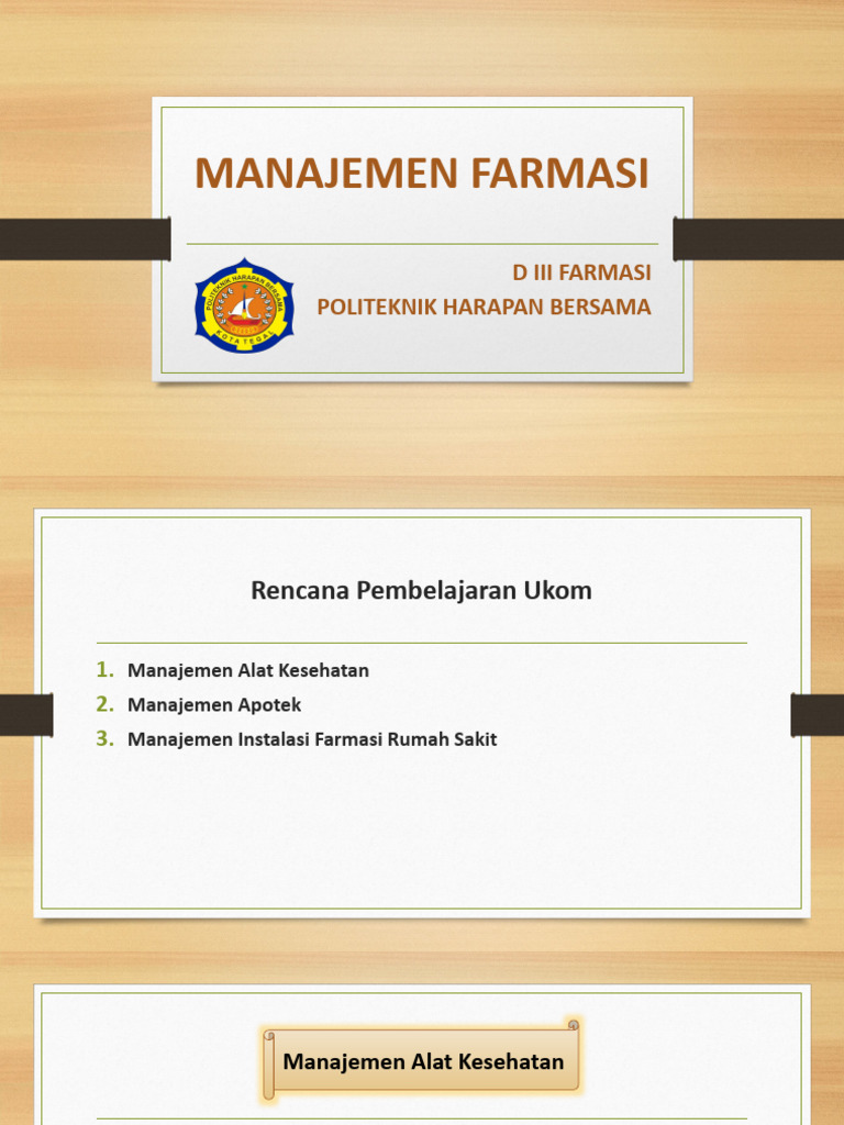 (Pertemuan I) Manajemen Farmasi | PDF