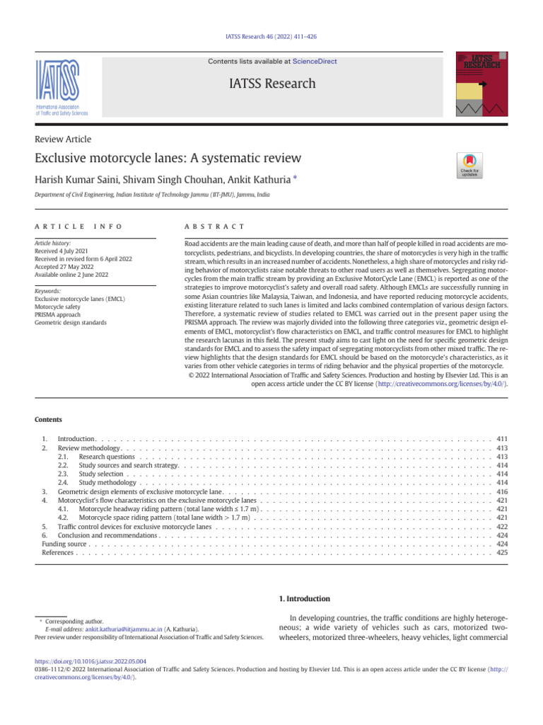 Motorcycle Lane Safety Review | PDF | Systematic Review | Motorcycle