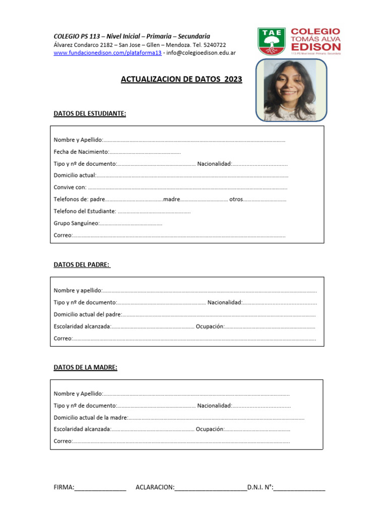 Actualizacion de Datos 2023 | PDF
