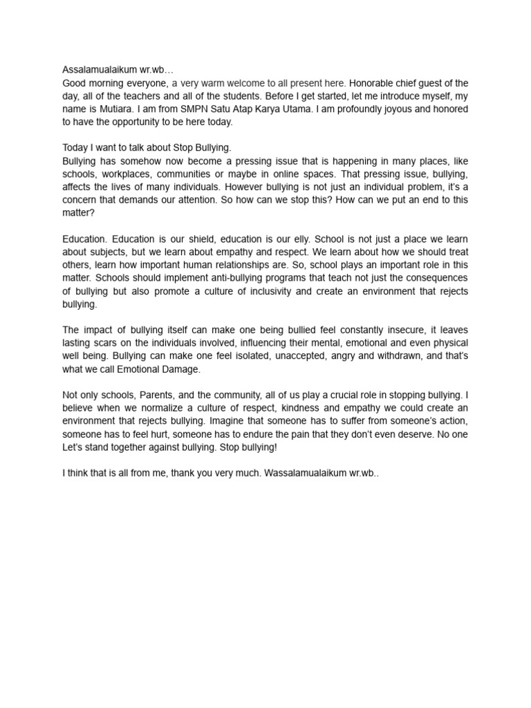 Stop Bullying: A Call to Action | PDF | Wellness