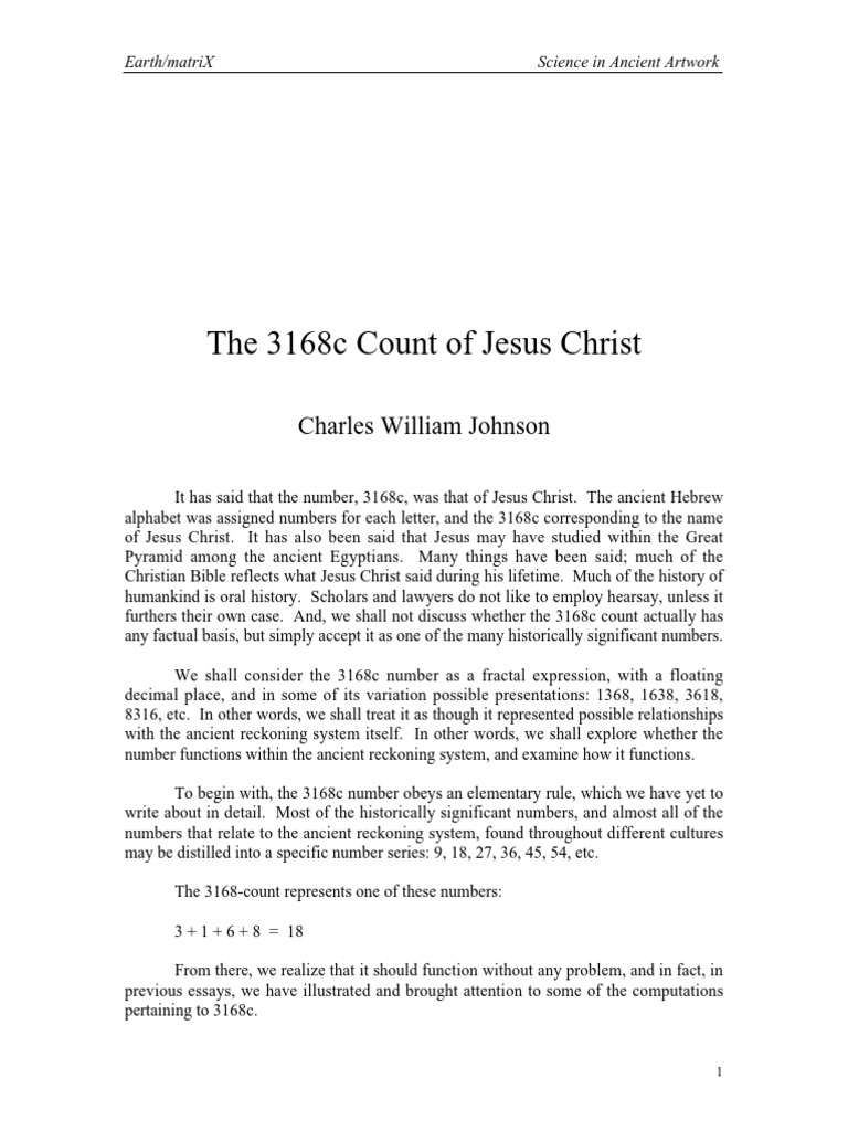 The 3168c Count of Jesus Christ: Charles William Johnson | PDF ...