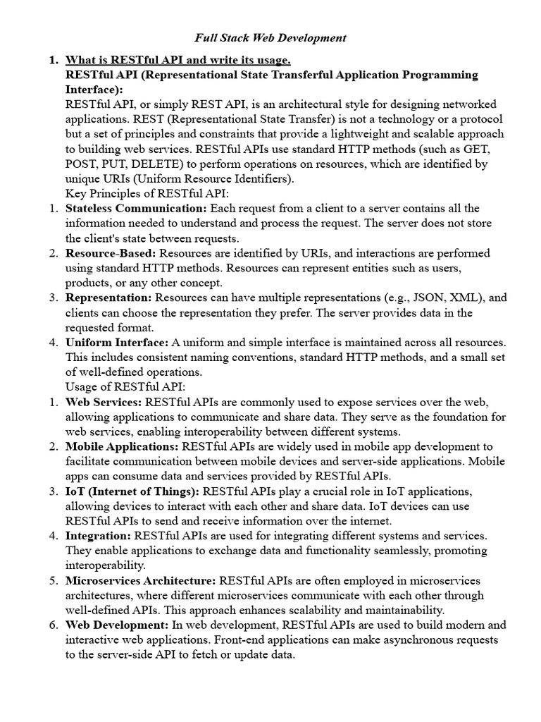 Full Stack Web Development | PDF | Representational State Transfer | Model–View–Controller