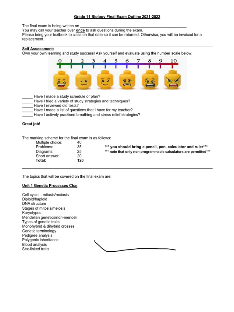 Grade 11 Biology Final Exam Outline 2021 - 2022 | PDF | Self ...