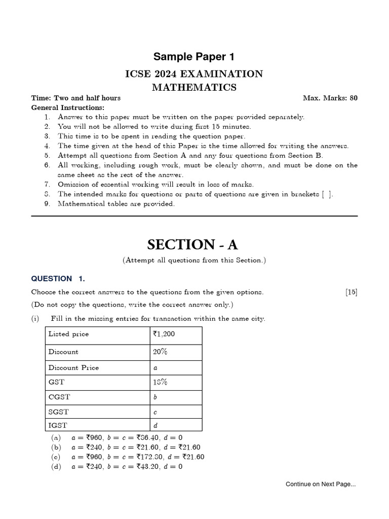 Maths ICSE Sample Papers | Download Free PDF | Circle | Sphere