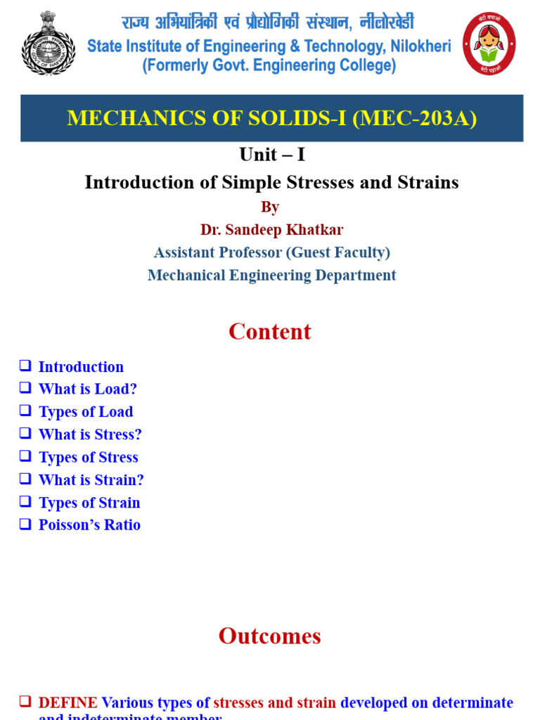 Mechanics of Solids. | PDF | Stress (Mechanics) | Bending