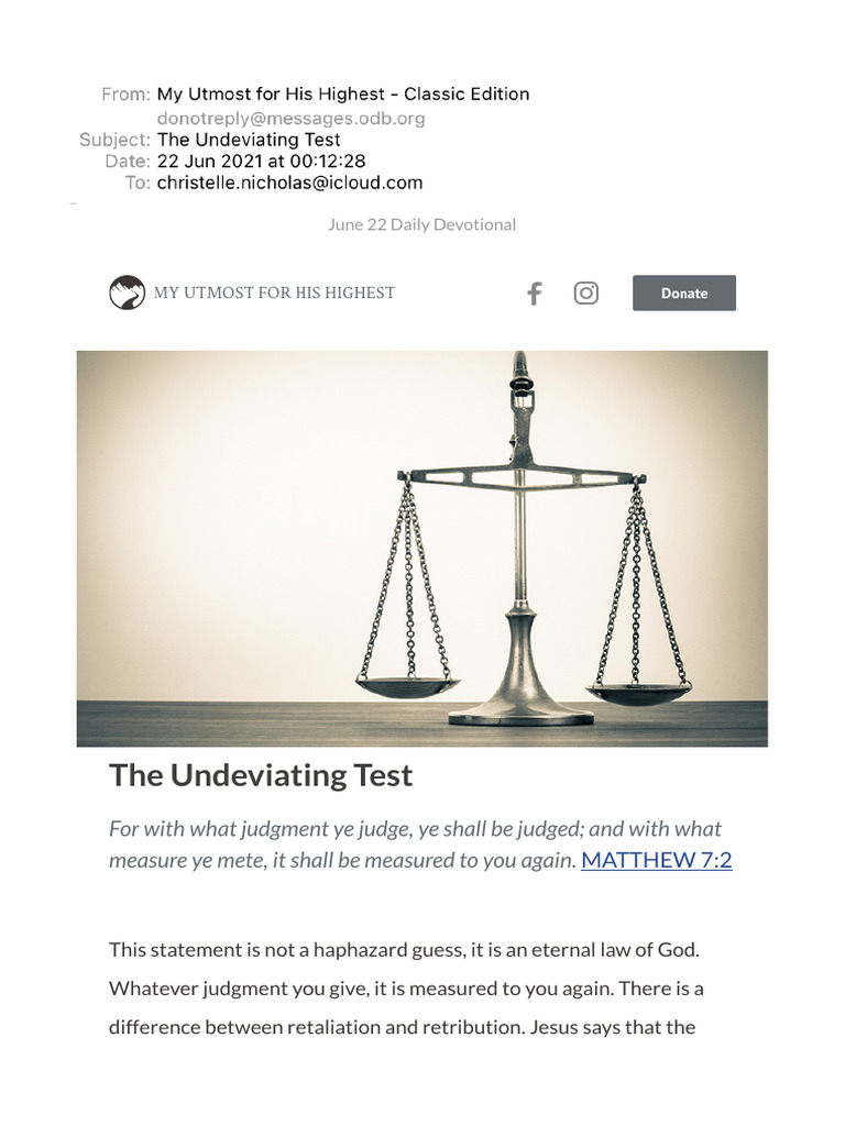 The Undeviating Test | PDF | Religious Belief And Doctrine | Theology