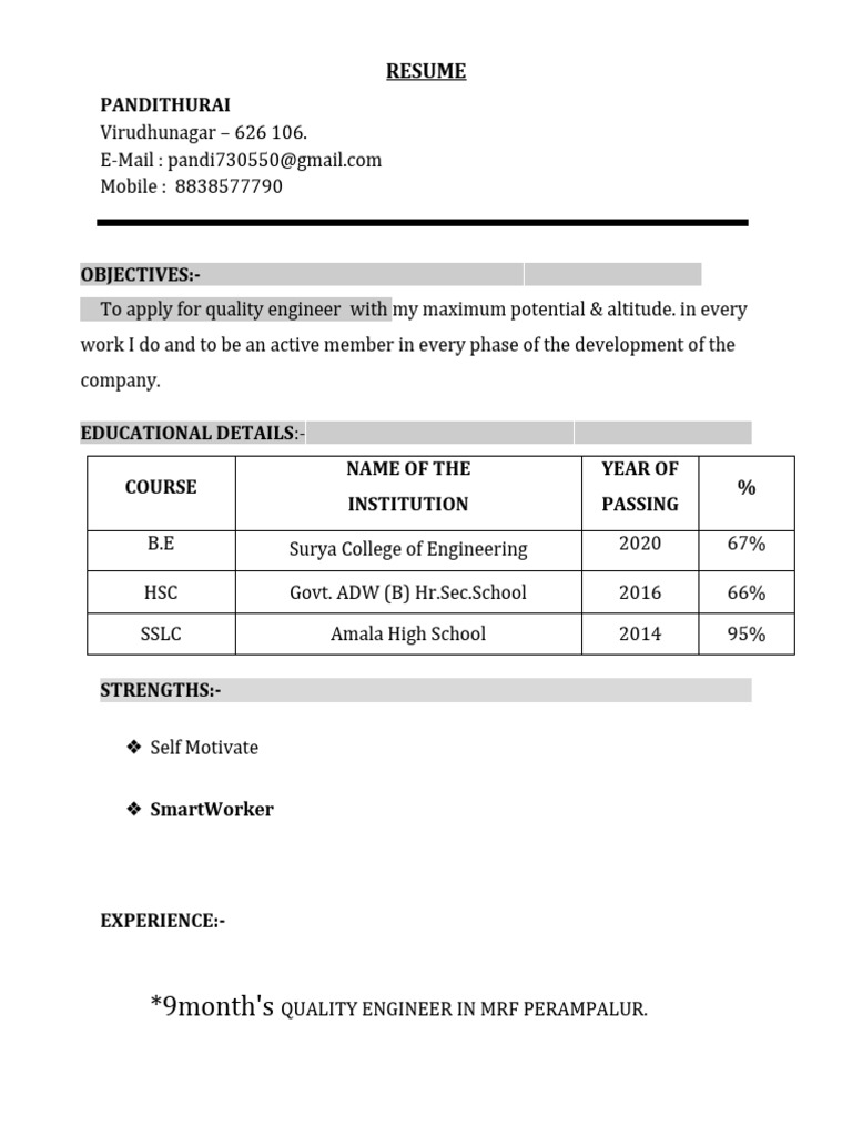 Pandi Resume | PDF