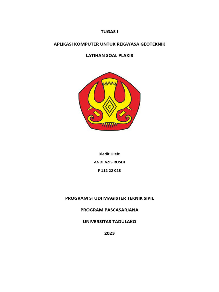 Tugas 1 Aplikasi Plaxis - Andi Azis Rusdi F11222028 | PDF