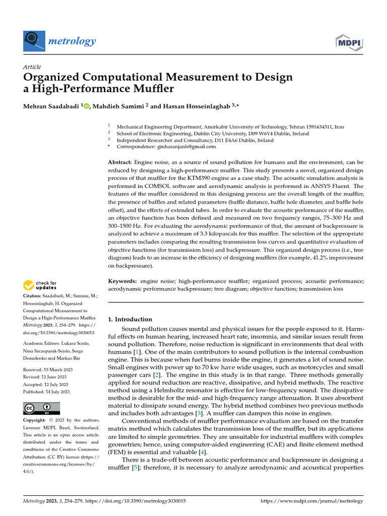 Organized Computational Measurement To Design A High-Performance Muffler | PDF