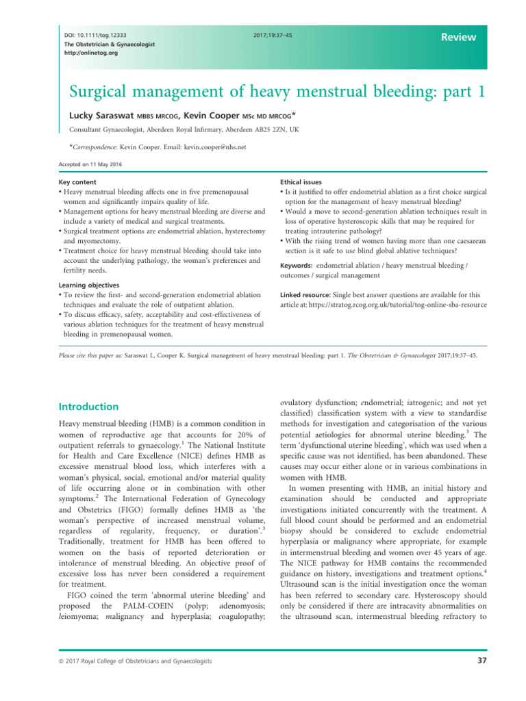 Surgical Management of HMB | PDF | Sexual Anatomy | Medicine