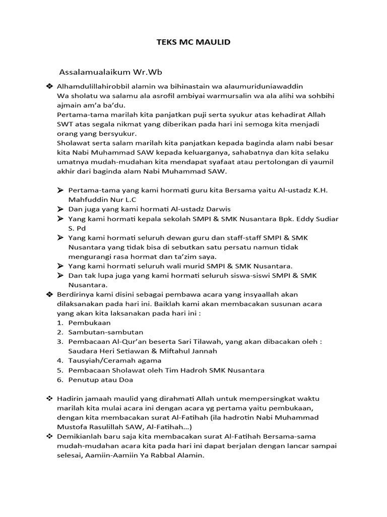 TEKS MC MAULID 2023 Fiks | PDF