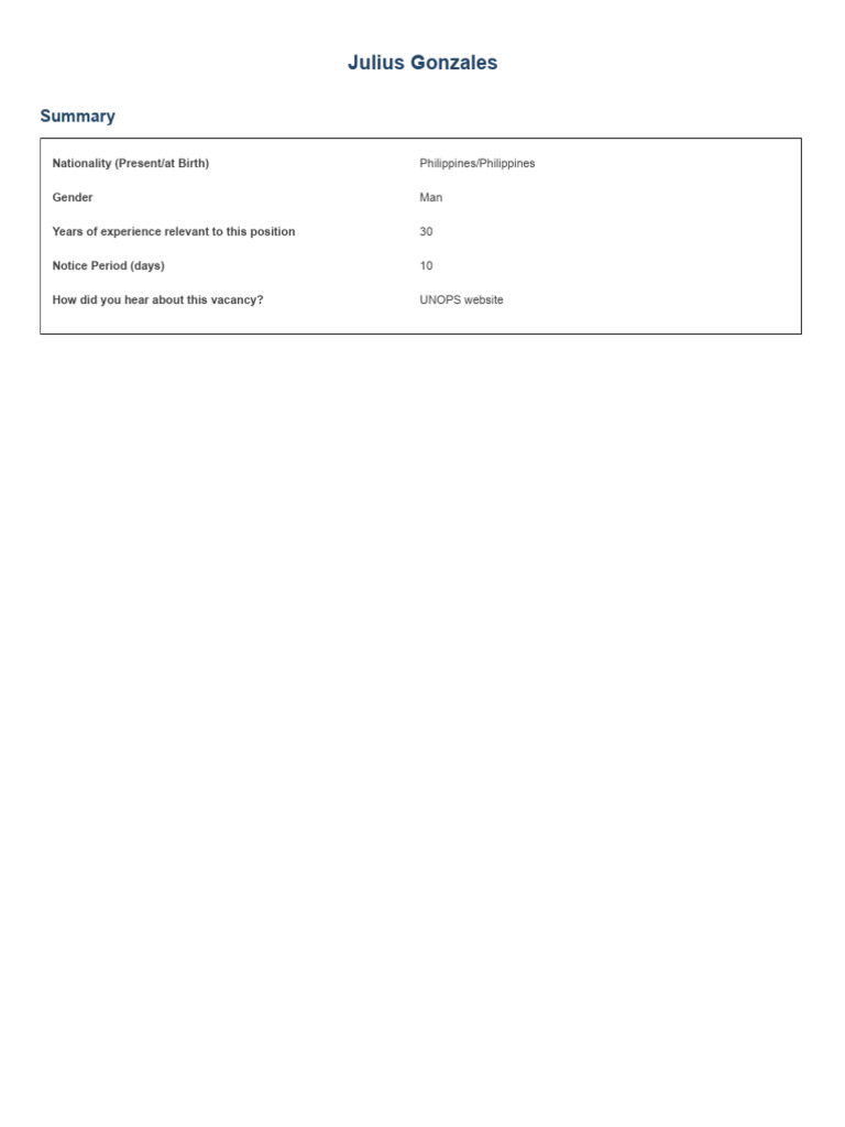 Julius Gonzales | PDF | United Nations Development Programme | Engineer