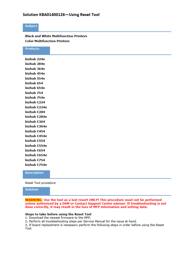 Using Reset Tool | PDF
