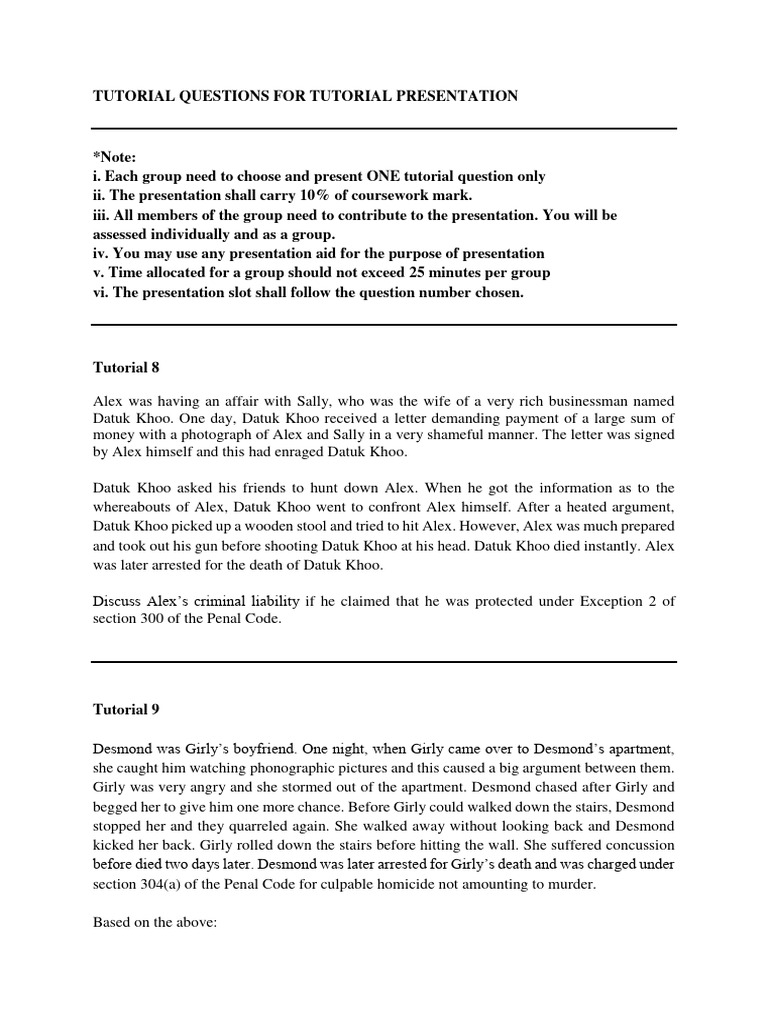 Tutorial Questions For Presentation - Latest | PDF | Crimes | Crime ...