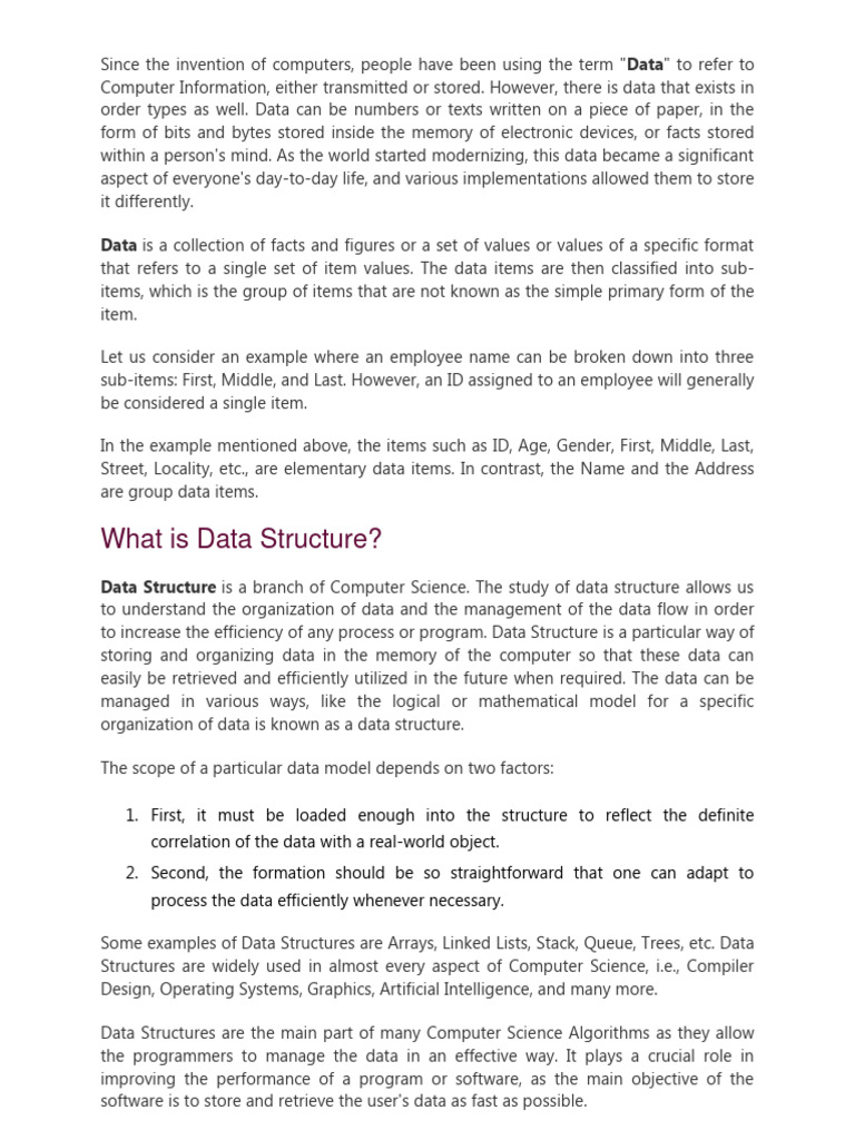 Data Structure Intro | PDF Data Structure Intro | PDF