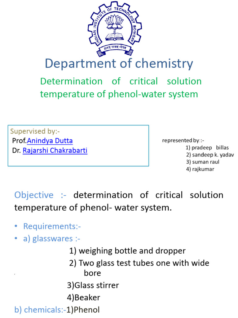 Department of Chemistry: Determination of Critical Solution Temperature ...