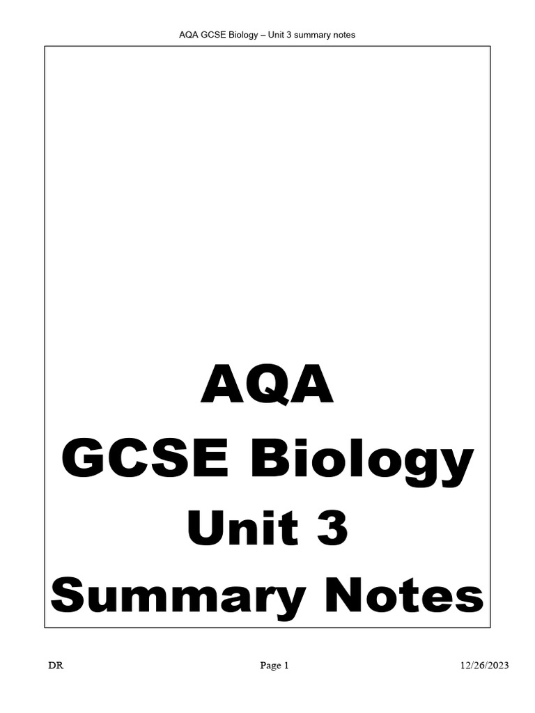 AQA GCSE Biology Unit 3 Overview | PDF
