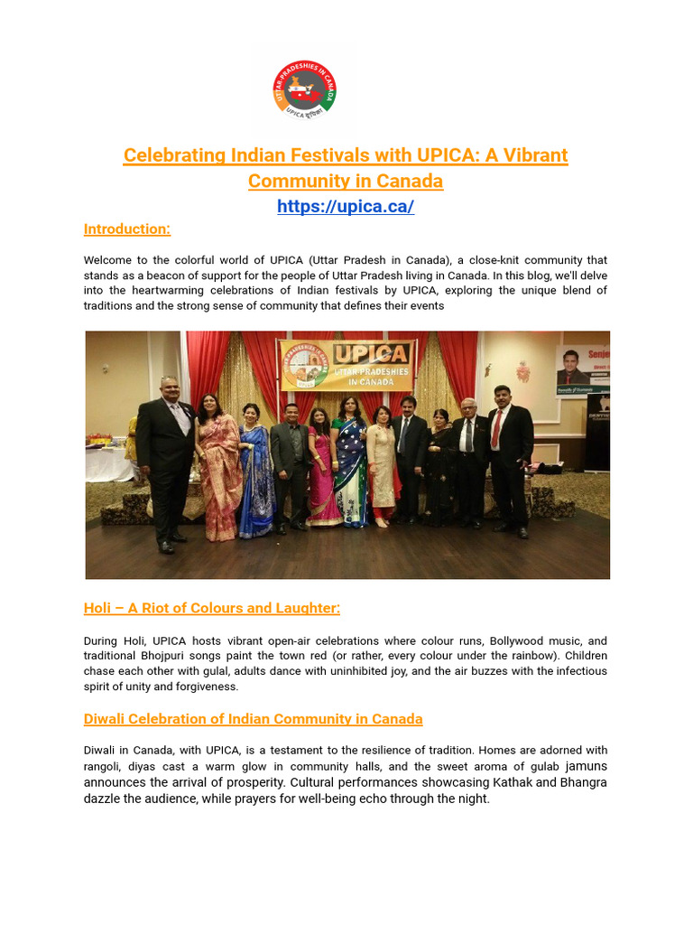 Celebrating Indian Festivals With UPICA - A Vibrant Community in Canada ...