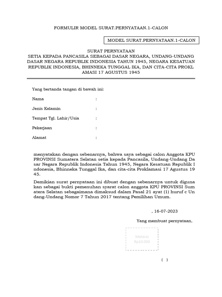 Surat Pernyataan | PDF | Hukum