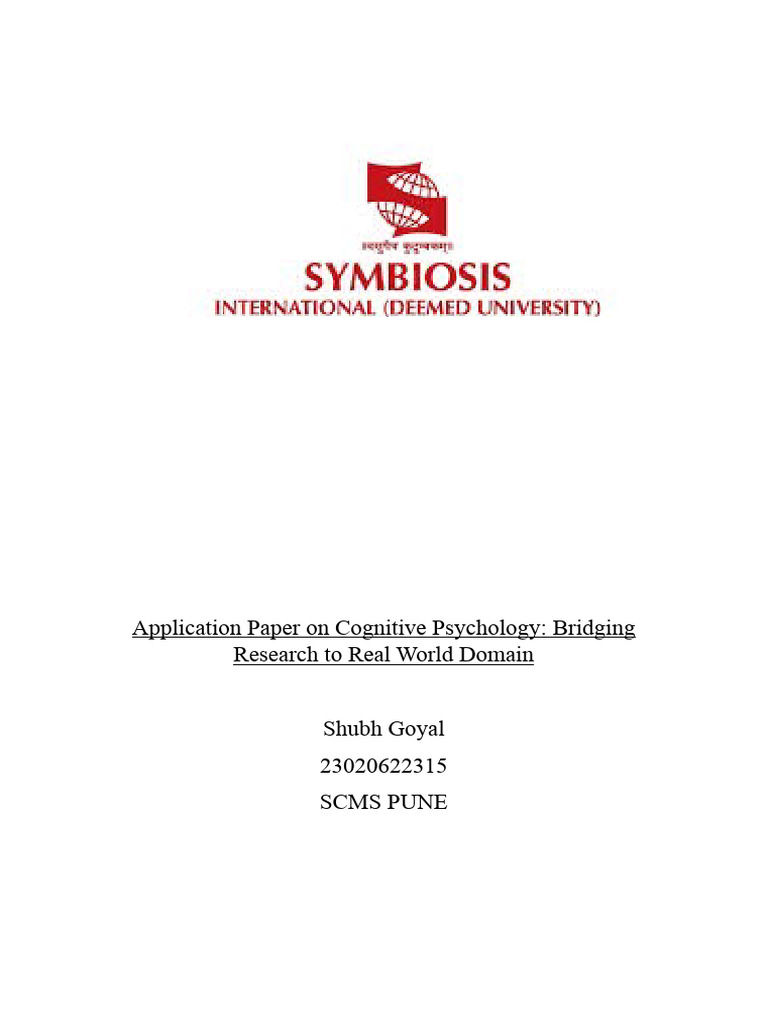 Application Paper On Cognitive Psychology | PDF | Perception | Psychology
