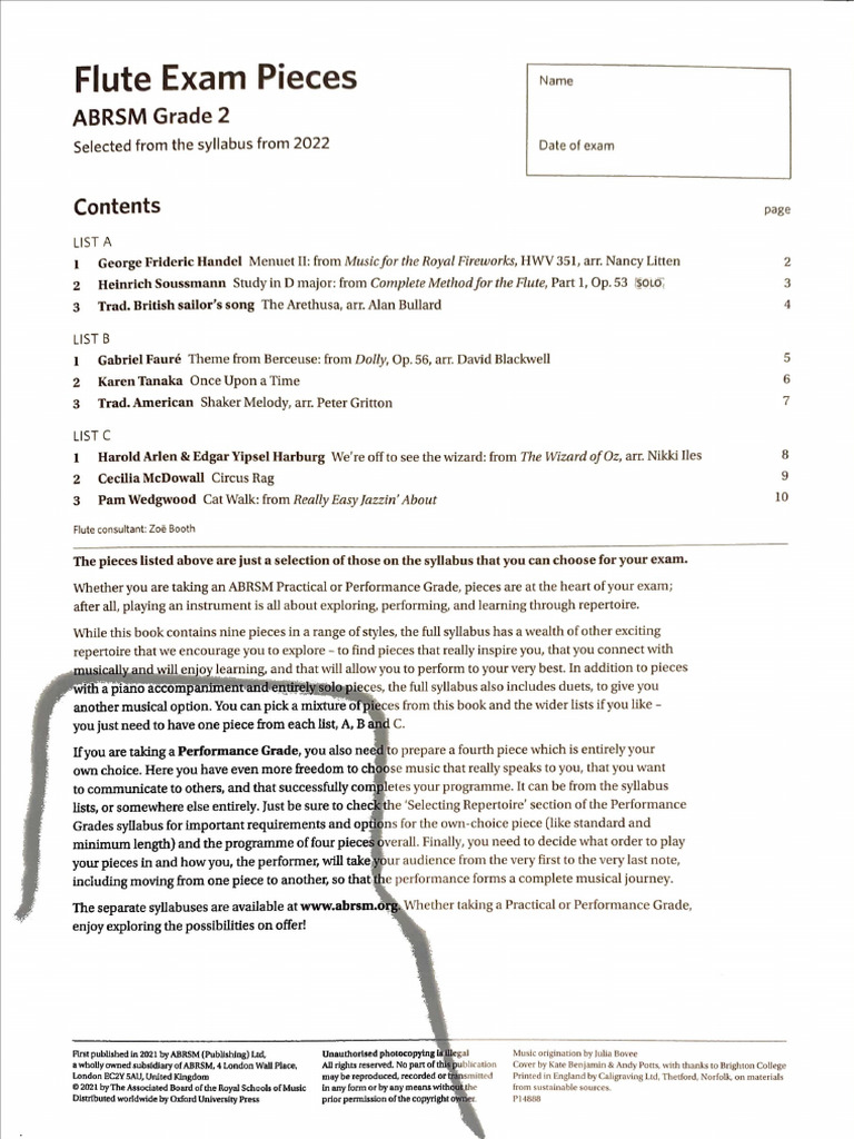 Flute G2 Exam Pieces | PDF
