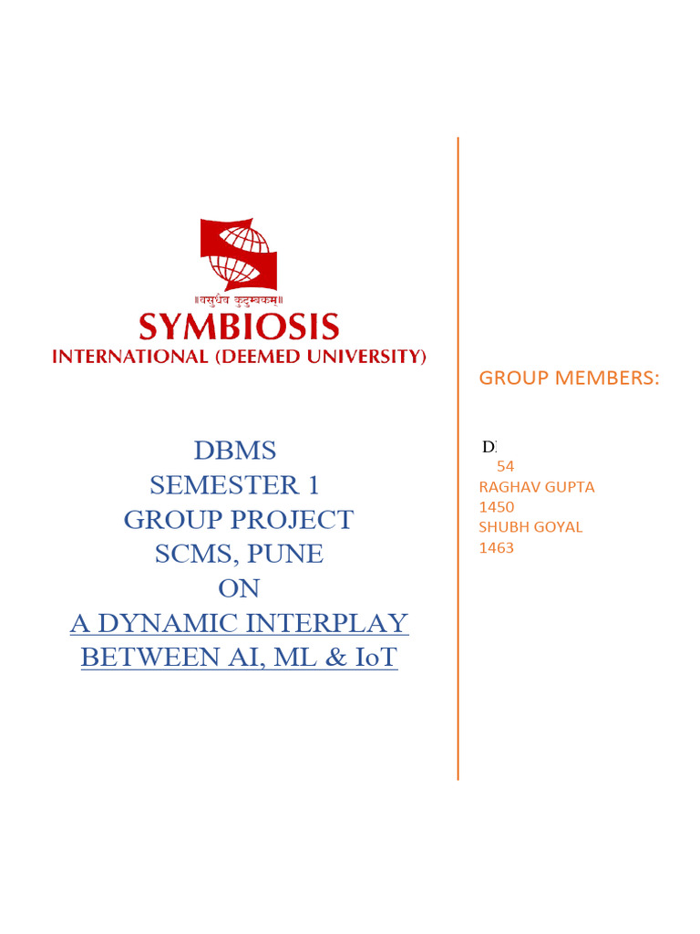 Dbms Sem 1 Group Project | PDF | Internet Of Things | Machine Learning
