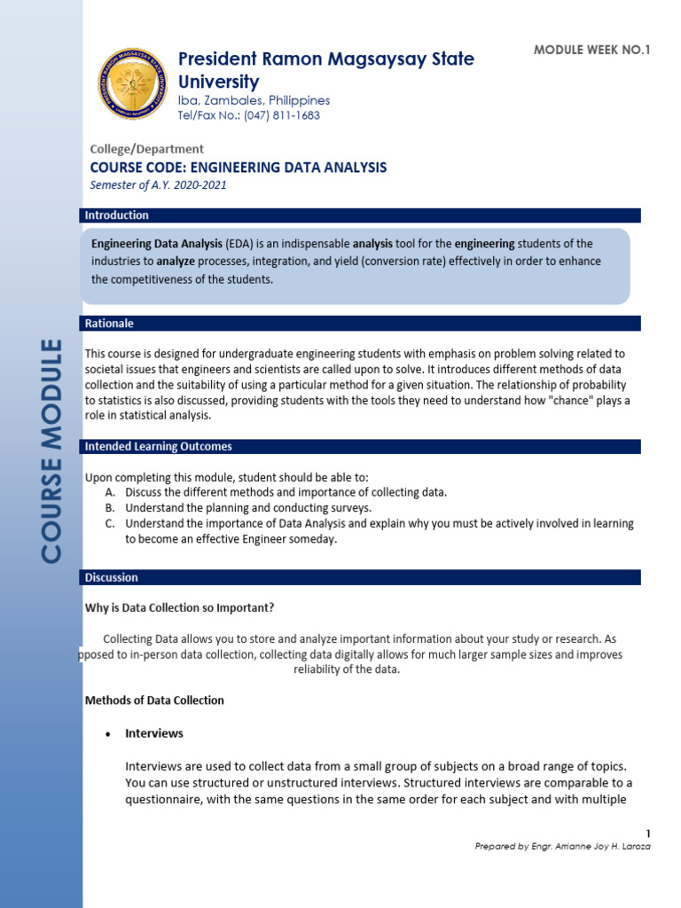 Engineering Data Analysis | PDF | Methodology | Survey Methodology