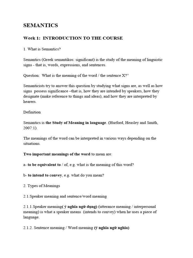 SEMANTICS | PDF | Language Arts & Discipline | Foreign Language Studies