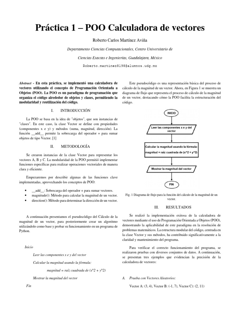Calculadora POO de Vectores Python | PDF | Programación orientada a objetos | Objeto (informática)