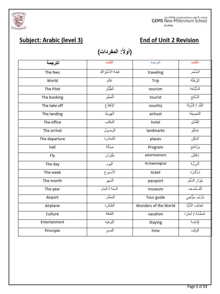 ARABIC Answer Sheet | PDF