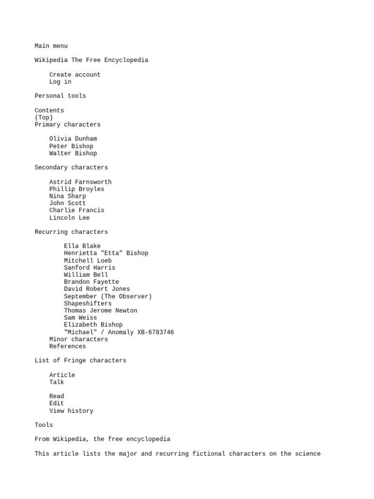 Fringe Characters | PDF