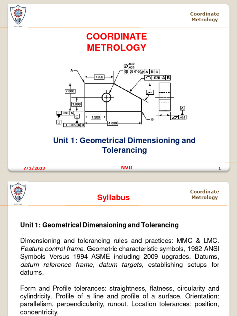 CM Unit 1 | PDF | Engineering Tolerance | Cartesian Coordinate System