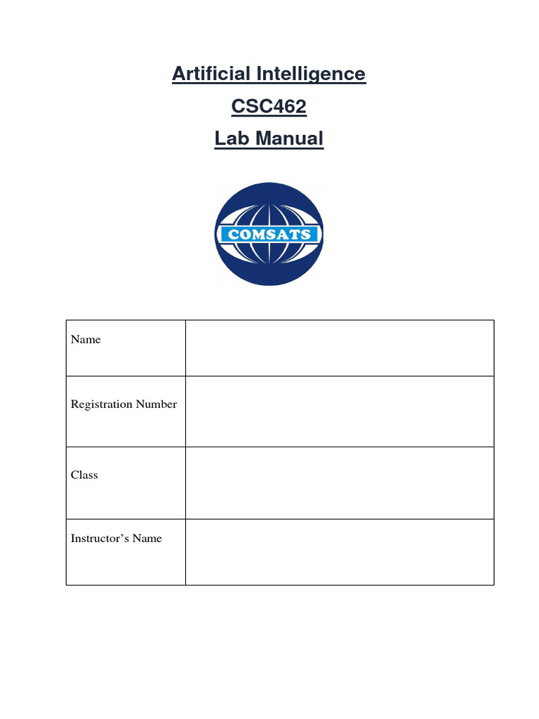 CSC462 Artificial Intelligence Lab Manual Version3 | PDF