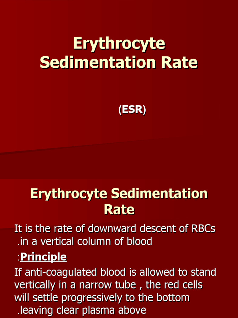 Erythrocyte Sedimentation Rate 2. | PDF