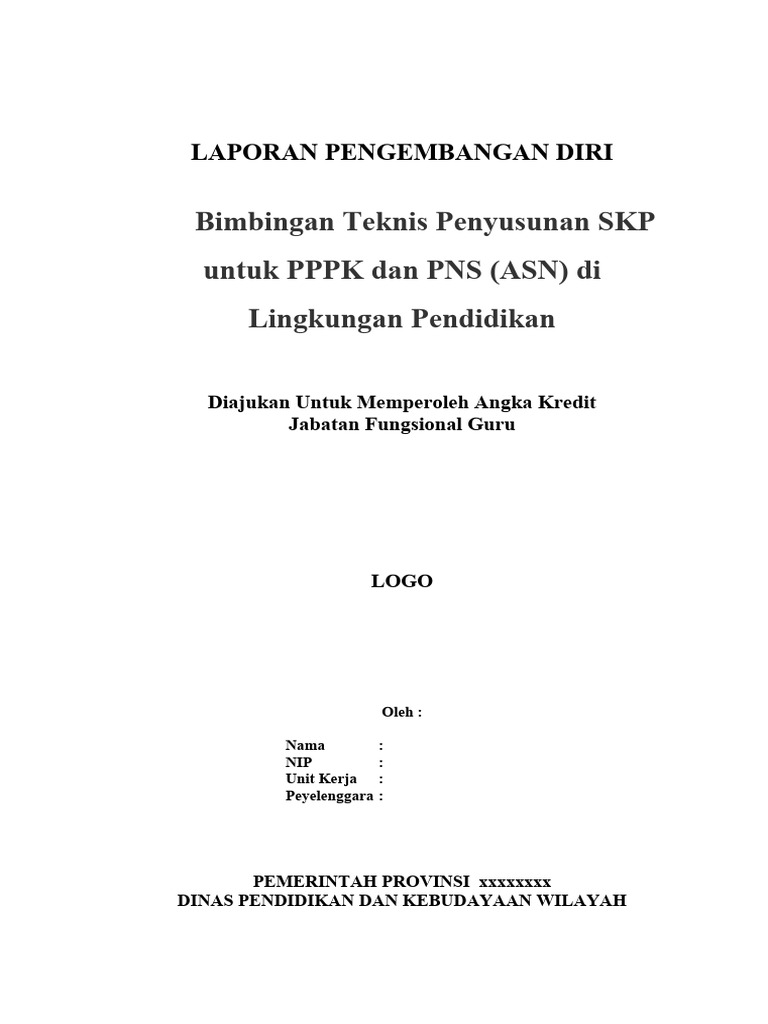 Contoh Laporan Pengembangan Diri BIMTEK SKP | PDF