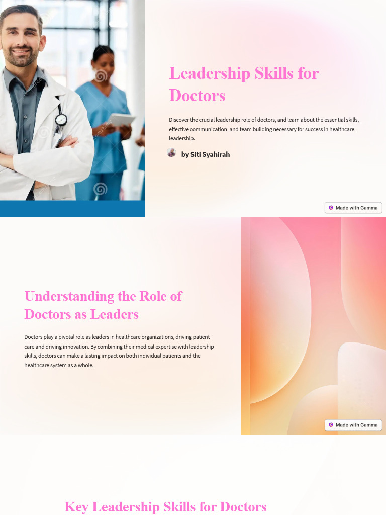 Leadership Skills For Doctors | PDF | Leadership | Health Care